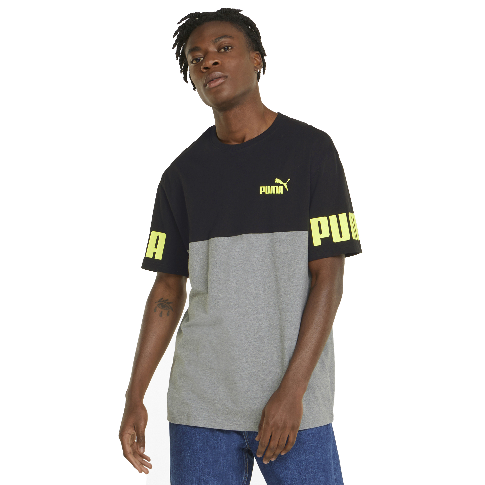 Puma Koszulka Męska T-Shirt Power Colorblock Tee Black/Gray 847389 03 S ...